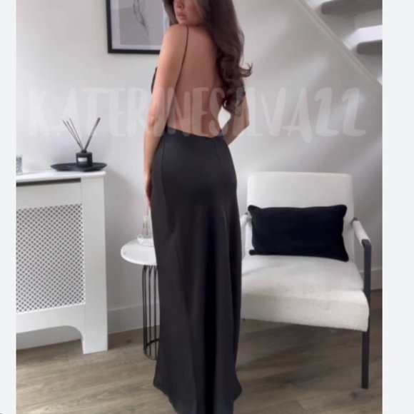 Zara | Dresses | Zara Satin Effect Backless Gown Dress | Poshmark